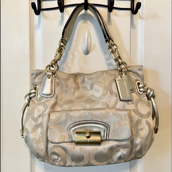 Coach | Bags | Silver And Gold Coach Logo Purse | Poshmark